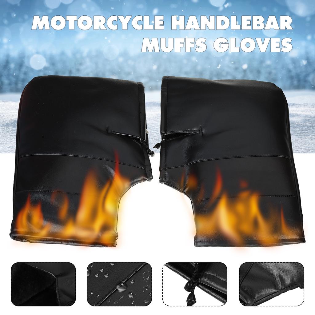 Leather Universal Motorbike Handle Bar Grip Muffs Waterproof Windproof ...