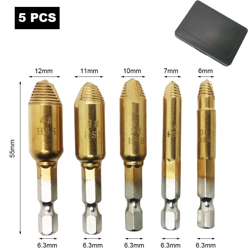 Buy 5pcs/set Damaged Screw Extractor Drill Bit Broken Bolt Screw ...
