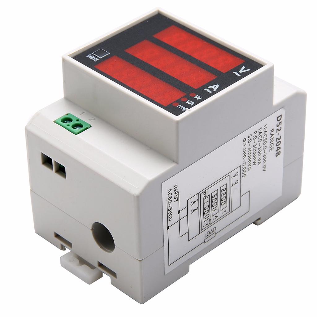 Buy Dagu Lab Din Rail LED AC Voltmeter Ammeter Volt Amp Meter Gauge 80 ...