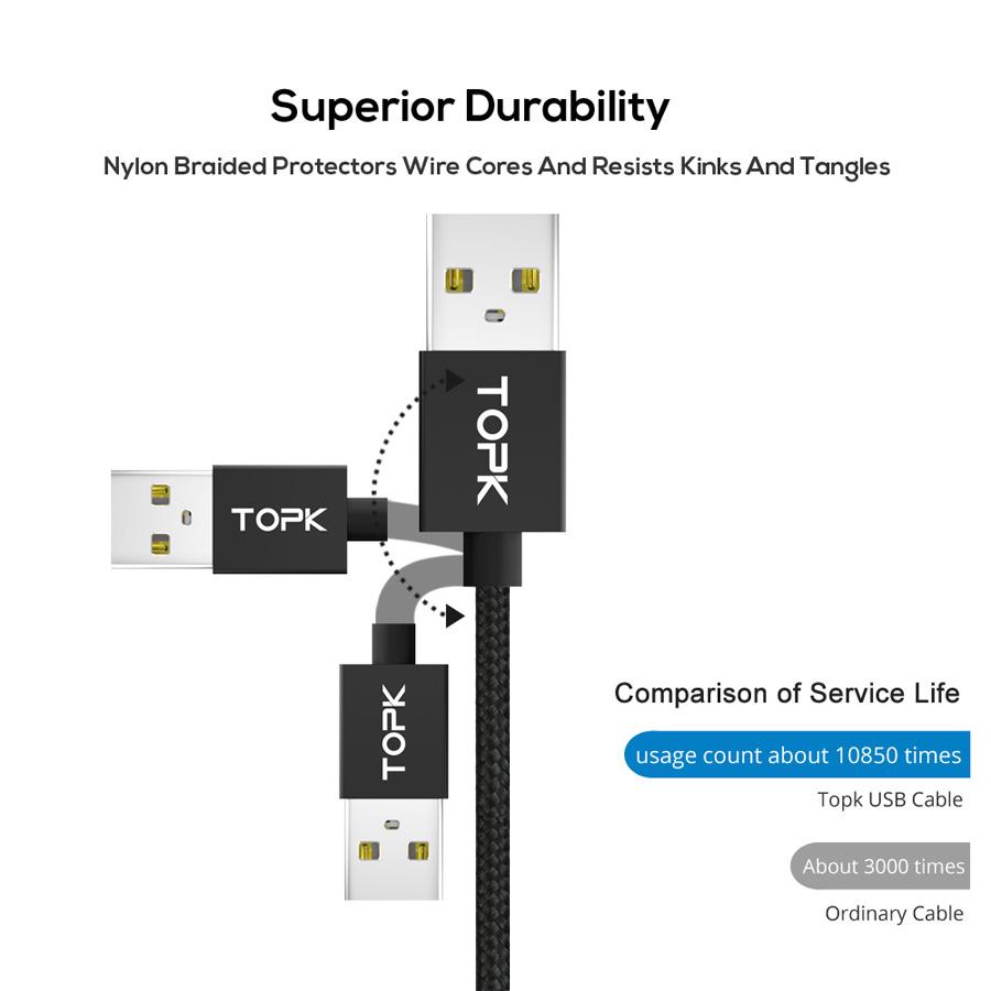 Buy TOPK Magnetic Cable Micro USB Cable Nylon Braided Data Sync Mobile ...