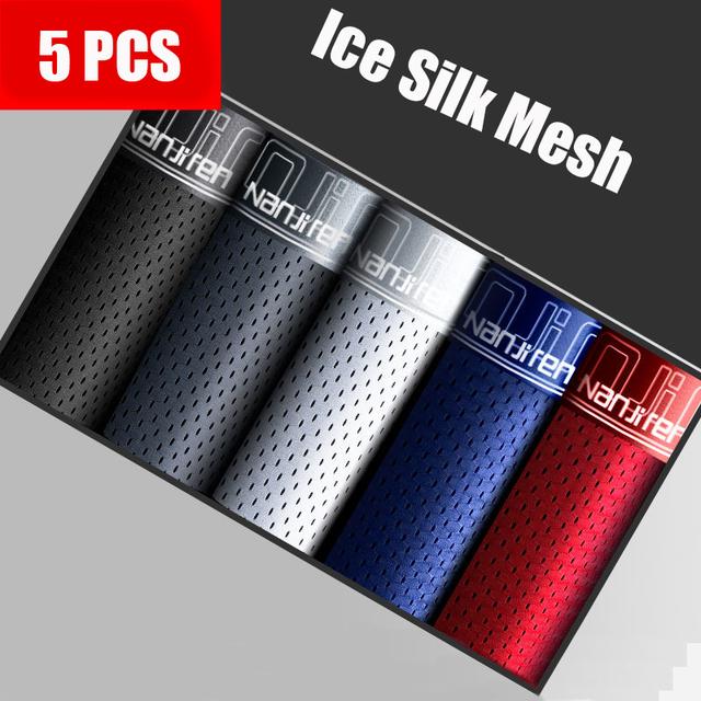 Buy Ice Silk Men Underwear Boxer Bamboo Ventilate Mesh Boxer Shorts ...