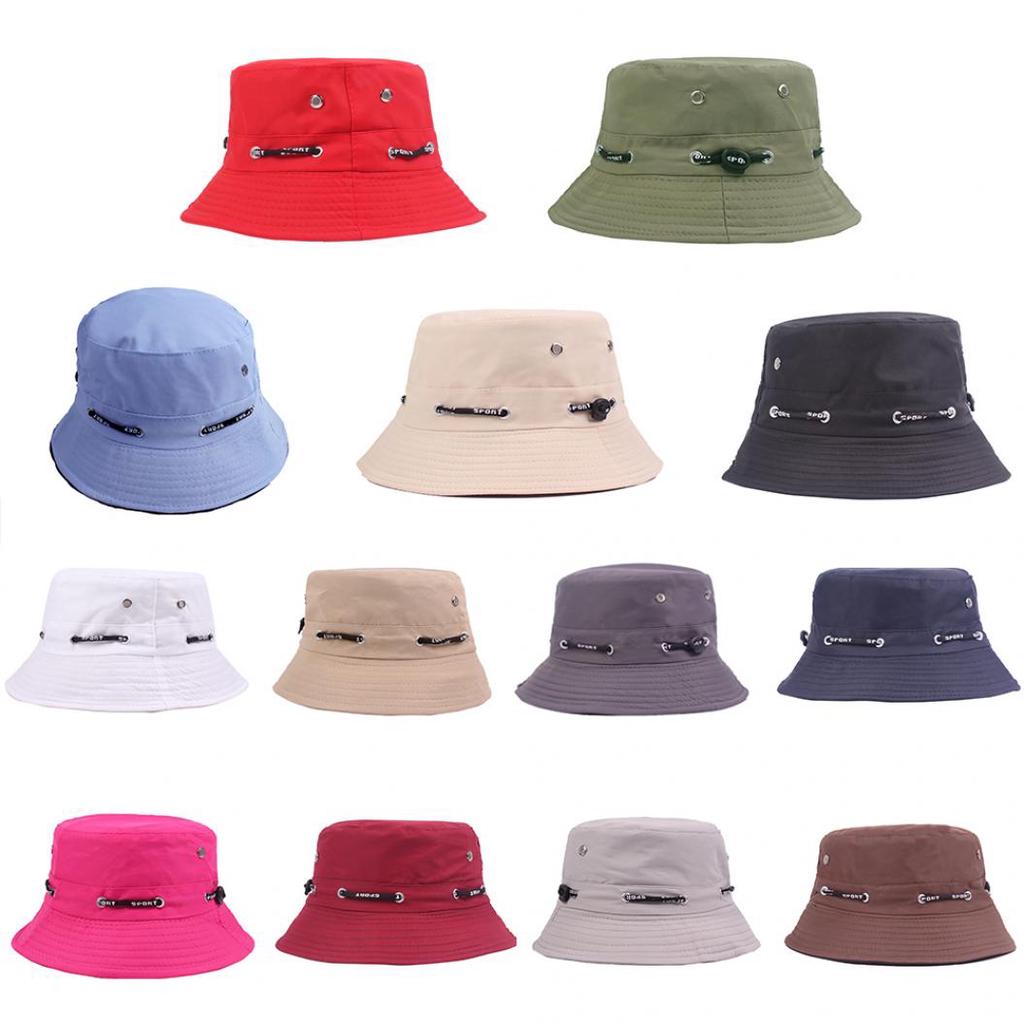 Buy Solid Color Bucket Hat Unisex Outdoor Travel Fishing Men Women ...