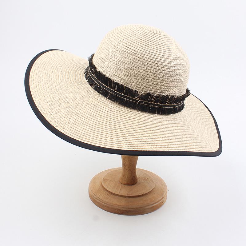 Buy Women Raffia Straw Hat Tassel Beach Sun Hat Summer Hat Cap Loose ...