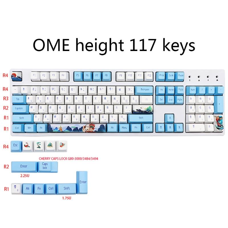 Cheap 117 Key Blue and White Porcelain Keycaps OEM Profile Personalized ...