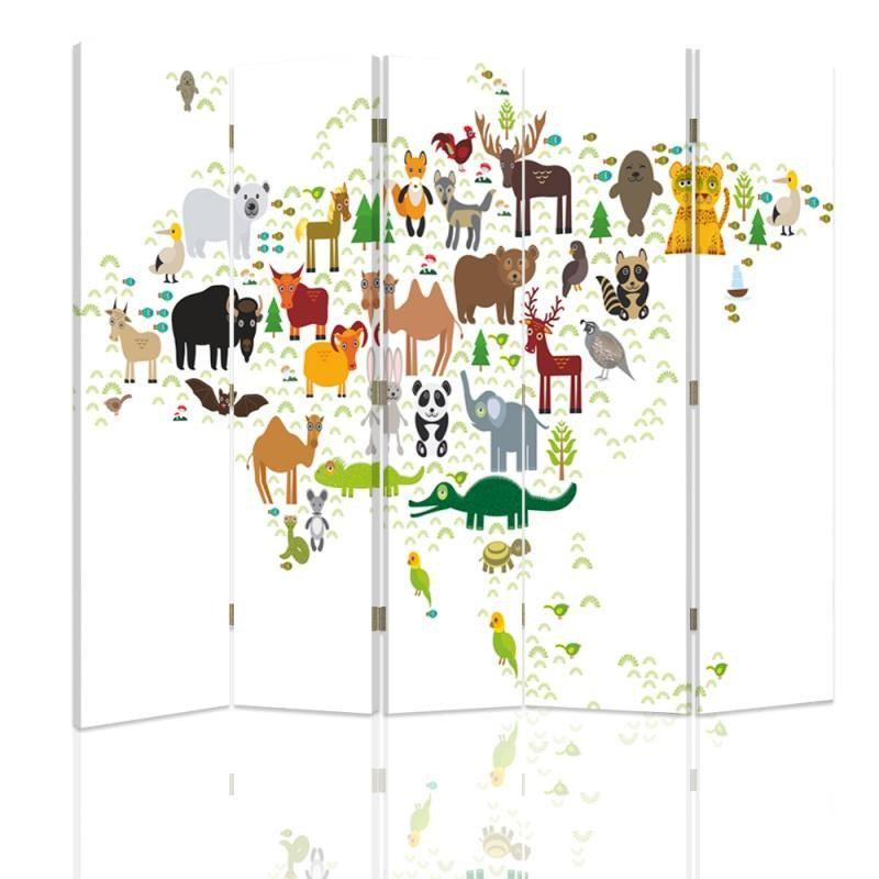 Buy Room Divider, Decorative Screen, 5 Panels, Double-Sided, Canvas ...