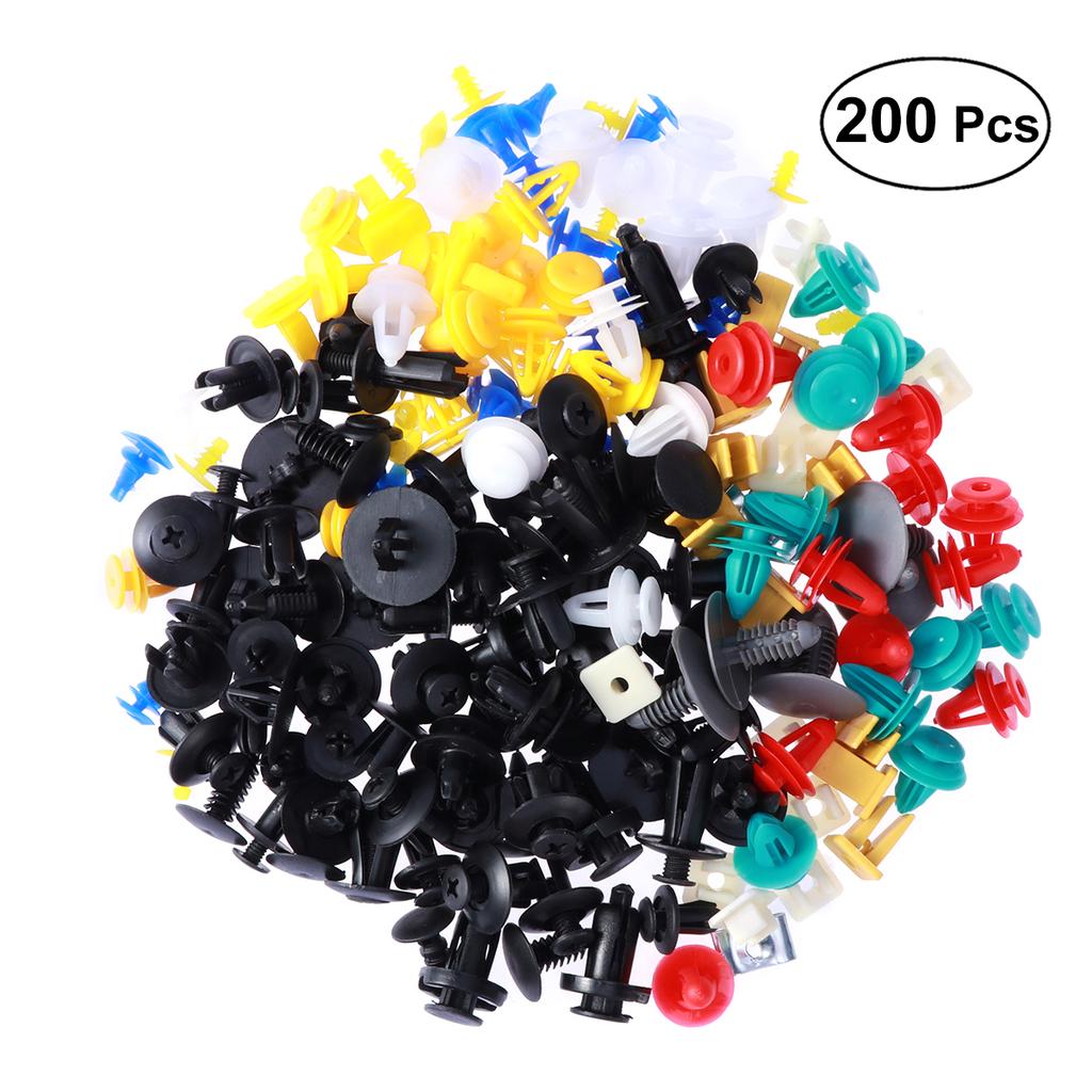 Buy 200 Pcs Nylon Automotive Push Pins Bumper Fastener Rivet Clips Car ...