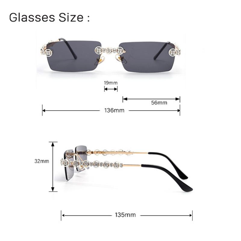 Buy Women Sunglasses Vintage Metal Frame Glasses with Handmade Diamond ...