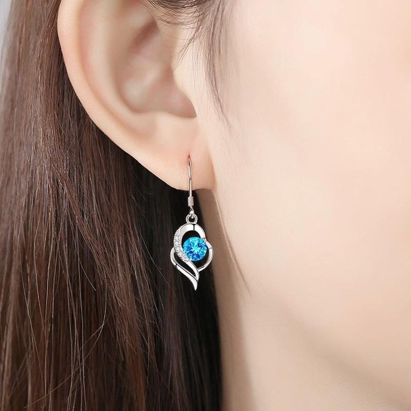 Buy New Romantic Exquisite Love Earrings Fashion Zircon Long Ear Hook ...