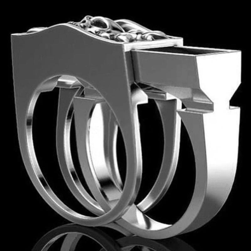 Buy Mens Fashion Skull Ring Secret Compartment Cinerary Casket Coffin ...
