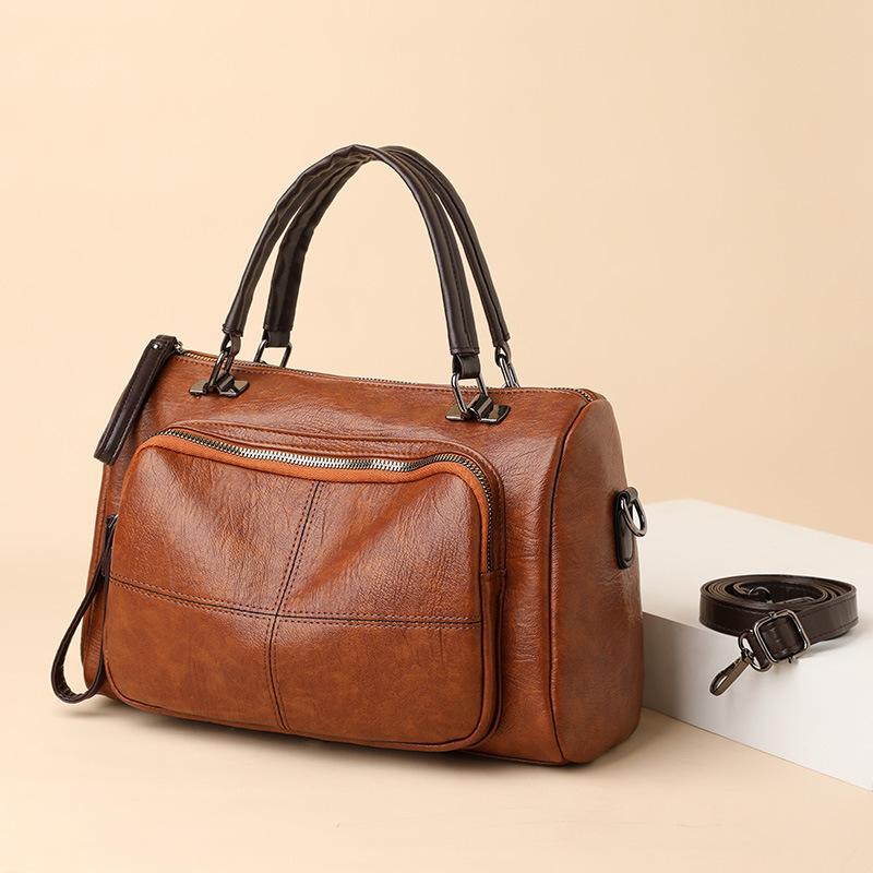 Soft leather handbag ladies simple bag casual temperament large ...