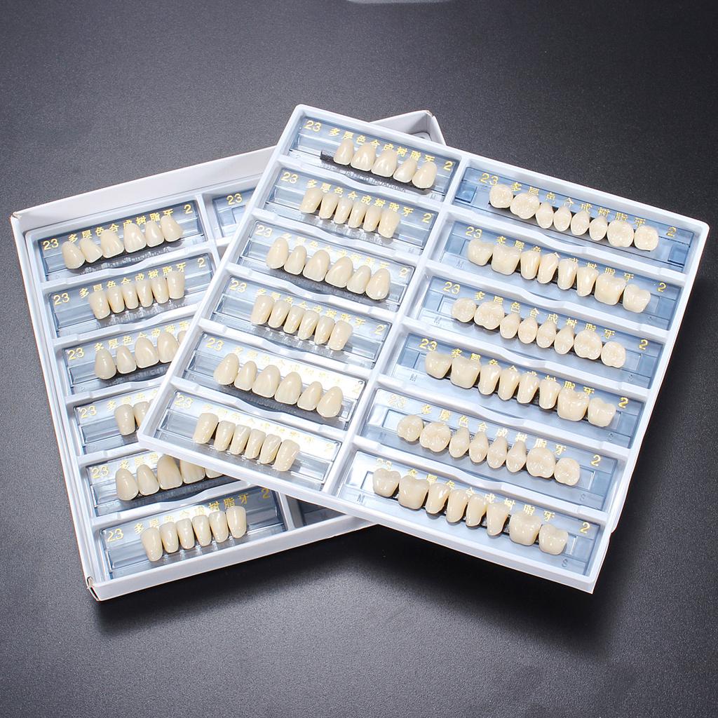 Lot X 3 Set complet dinti acrilici dentari ACRY ROCK RUTHINIUM umbra A2 ...