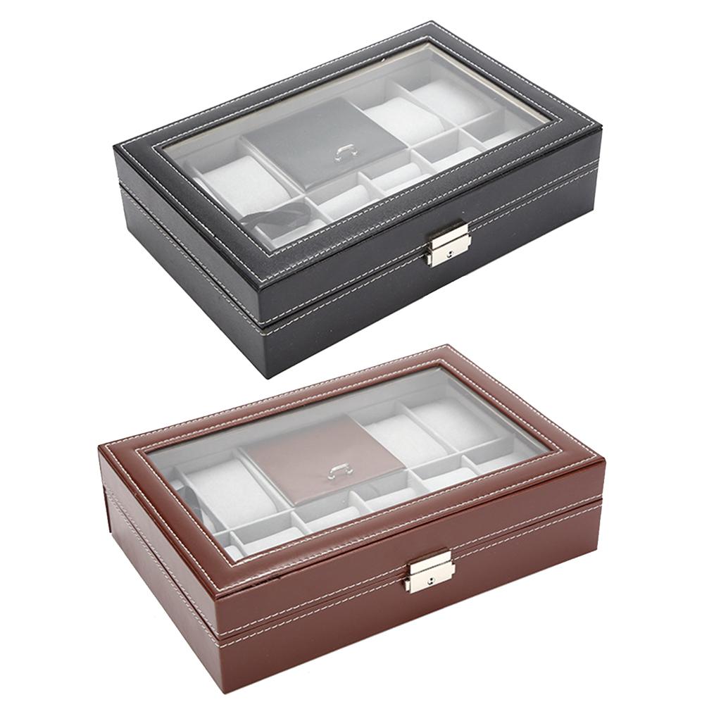 Buy Watch Box 10-Slot Leather Watch Case Organizer Watch Holder Jewelry ...