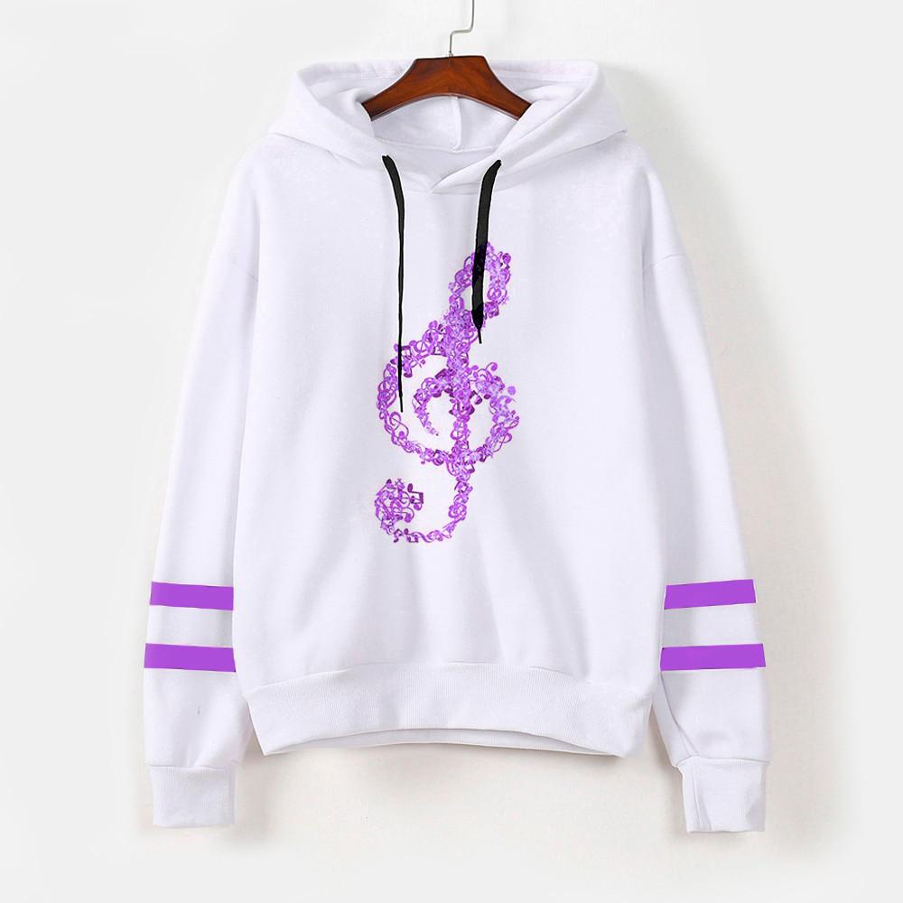 Buy Womens Musical Notes Blouse Long Sleeve Sweatshirt Hooded Pullover ...