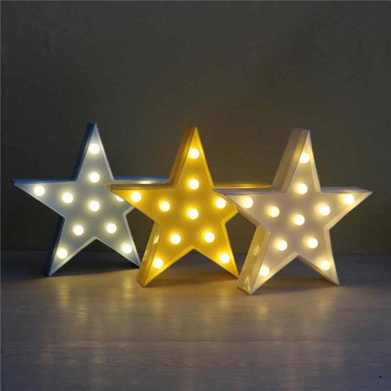 Buy 3W Warm White LED Night Light Star Shape Battery Wall Lamp Bedroom ...