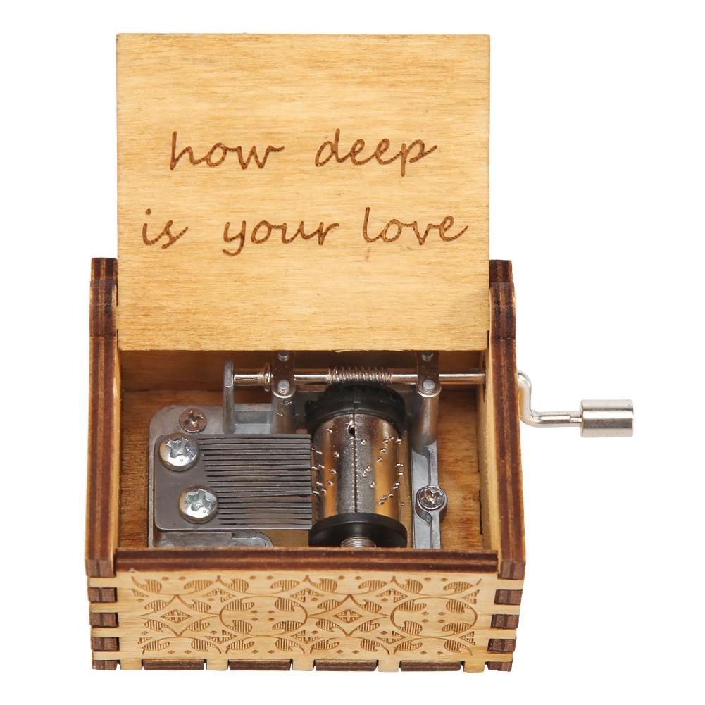 Buy Vintage Wooden Carved Hand Cranked Music Box Home Decor Ornaments ...