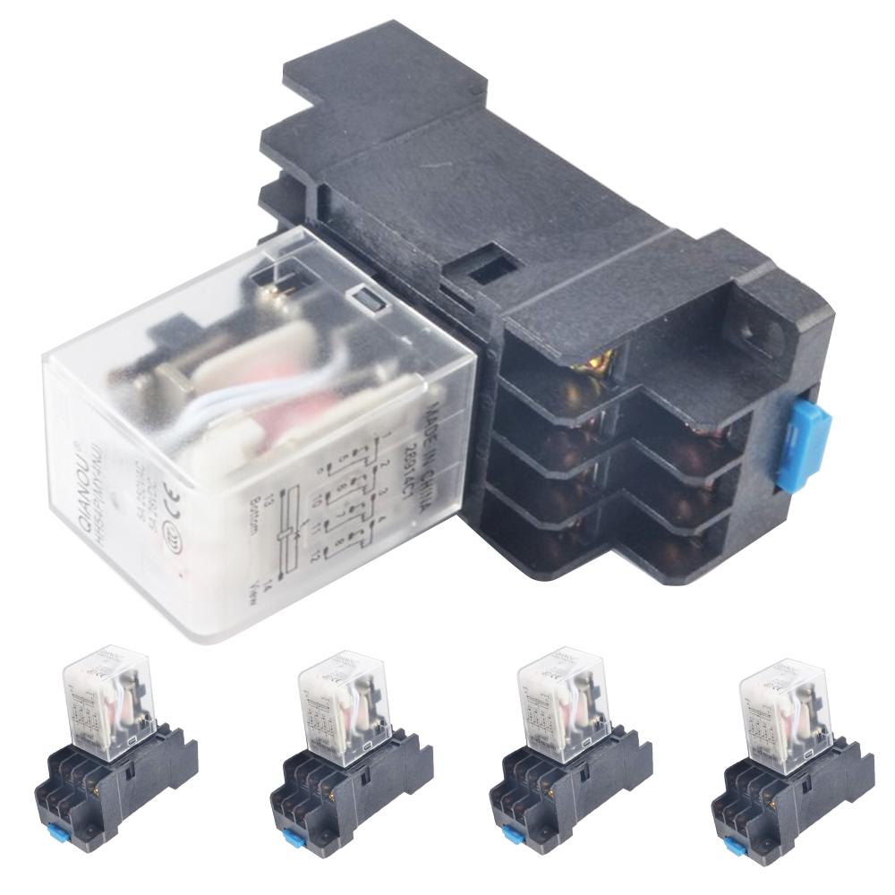MY4NJ HH54P Coil Power Relay 8 Pin with Socket Base 5A DC12V DC24V AC110V AC220V-buy at a low ...