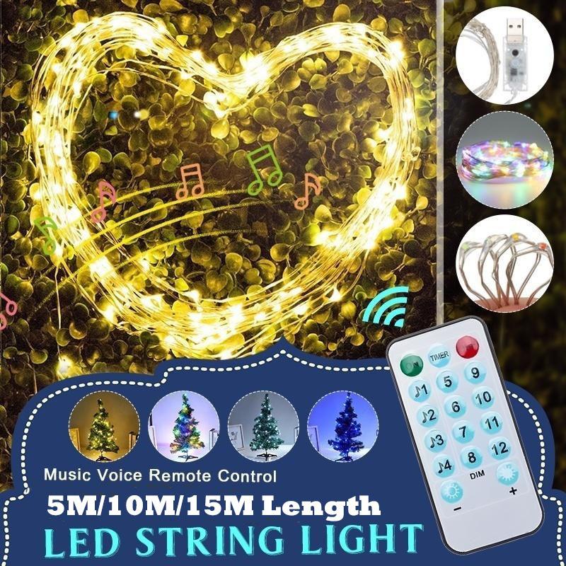Buy USB Remote Control Copper Wire Light String IP65 Waterproof Music ...
