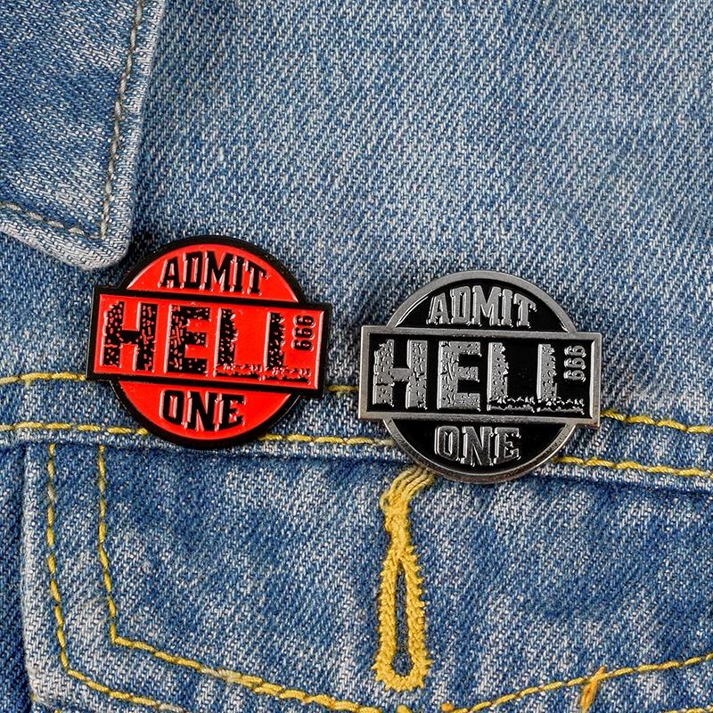 Buy Hell Admit One 666 Ticket Enamel Pin Black Red Ticket To Hell Punk ...