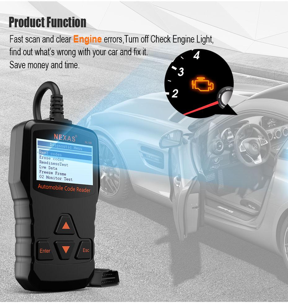 Buy NEXAS NL100 Enhanced OBD2 Scanner Check Engine Code Reader Clear ...