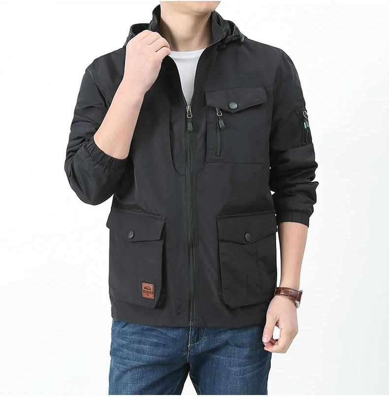 Buy Solid Windproof Outdorr Military Green Black Cargo Jackets Men's ...
