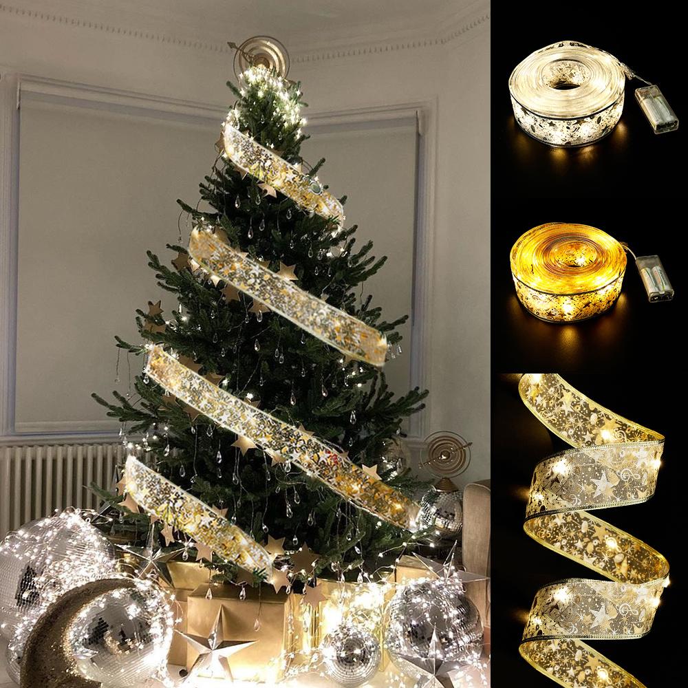 Buy Xmas Tree Ornaments Ribbon Lights Christmas Trees Decorations Led ...