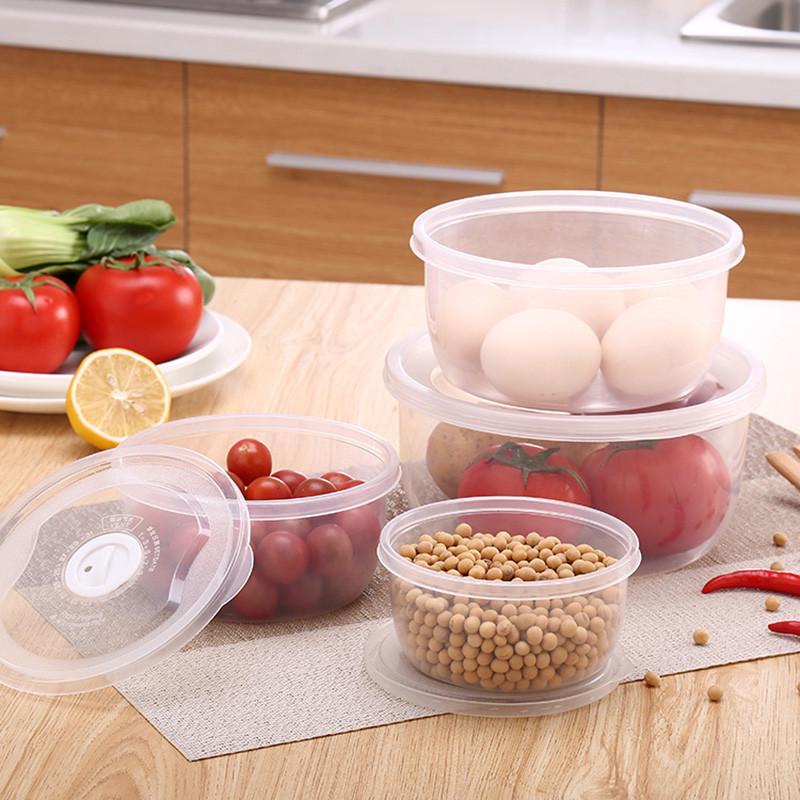 Buy 4pcs/set Round Food Container Refrigerator Crisper Box 4 Sizes ...