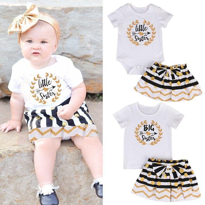 Buy UK Baby Kids Girl Sister Matching Cotton Clothes T-shirt Romper ...