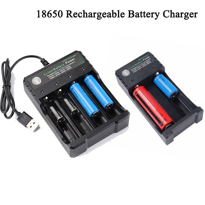 Buy 2/4 Slots Battery Charger USB Fast Charging Stand for 18650 ...