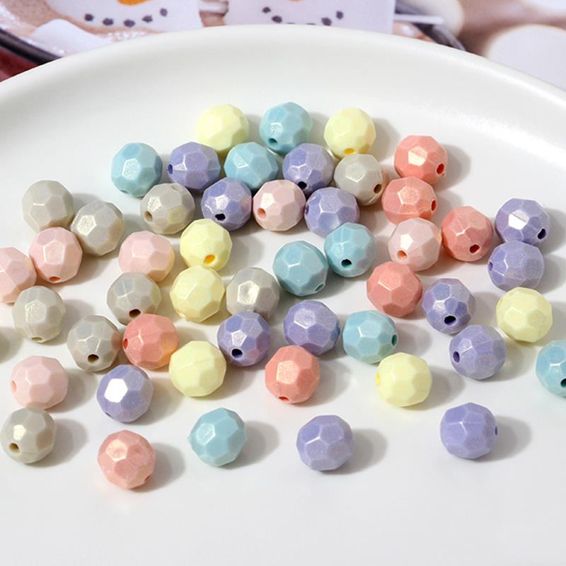 Cheap Beads DIY Pearlescent Acrylic macaroon color Polyhedron High ...