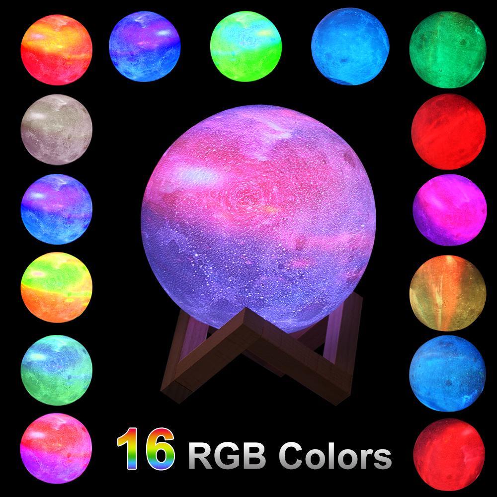 Buy 8cm/3.15in 3D Printing Star Moon Lamp USB Led Moon Shaped Table ...