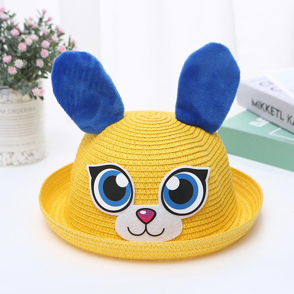 Buy JNE Breathable Rabbit Cartoon Hat Kids Ears Straw Hats Summer Baby ...