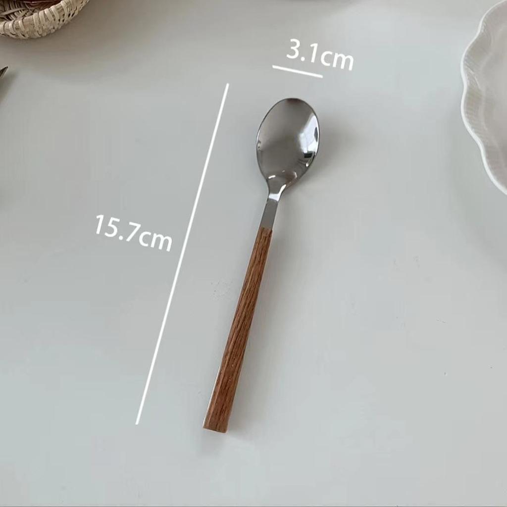 Buy Cutlery Set, Stainless Steel Spoon, Wooden Spoon, Western Dinner ...