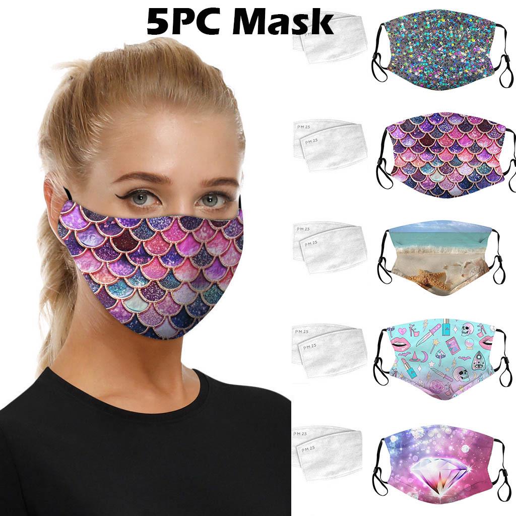 Buy [777] Women Outdoor Face Washable Breathable Reusable 5PC Mask With ...