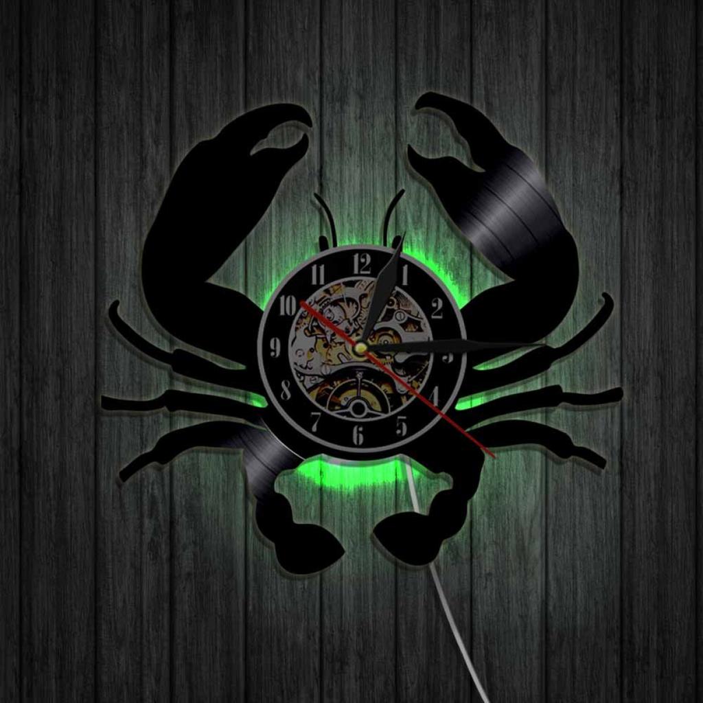 Buy Music Vinyl Record Wall Clock -Crab LED Light Wall Clock -Vinyl ...