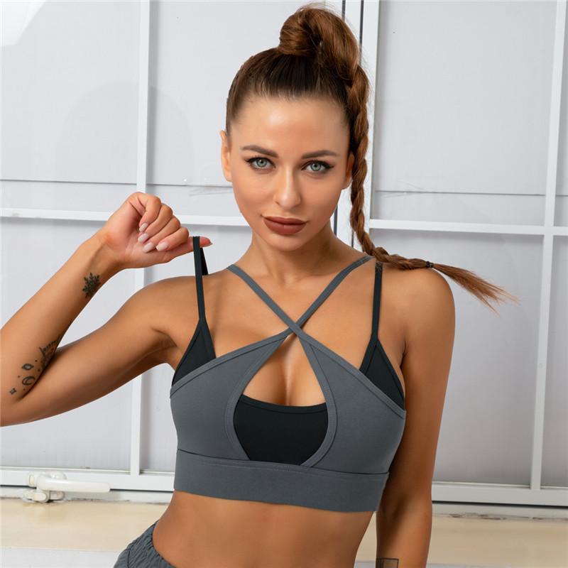 Buy Nessaj Cross Straps Yoga Bra Women Push Up Sports Top Shockproof Padded Fitness Bra Running ...