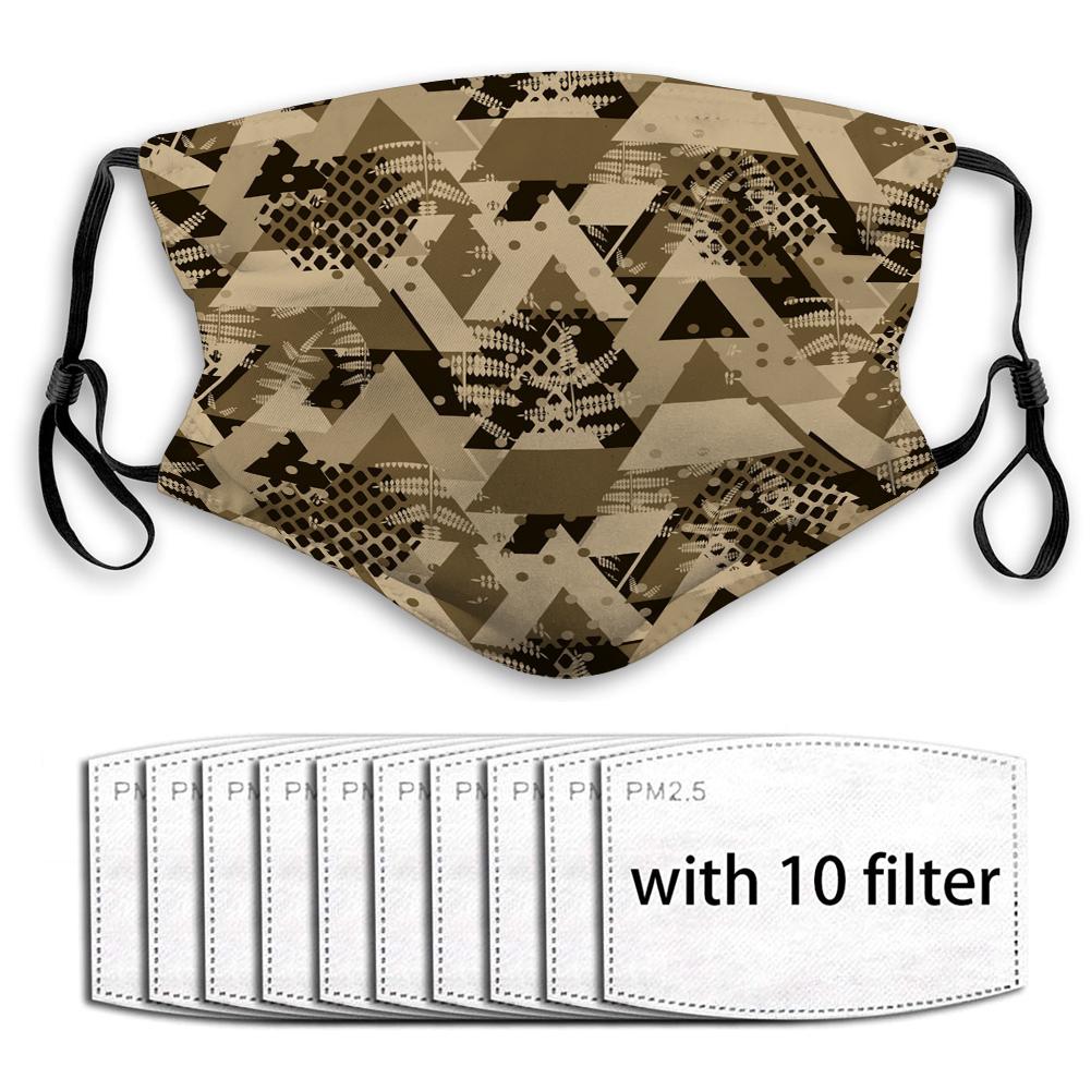 Buy Dust Mask With 10 Filter Bandana for Men Women Triangle Brown Camo ...