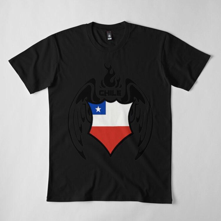 Buy Men Premium Cotton Harajuku T-Shirt Chile Flag Coat of Arms Print ...