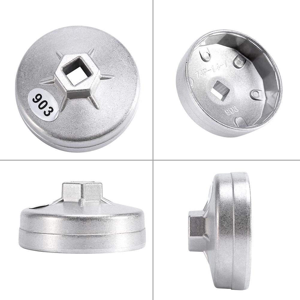 Buy 74mm 14 Flute Aluminum Oil Filter Wrench Socket Remover Tool 903 ...
