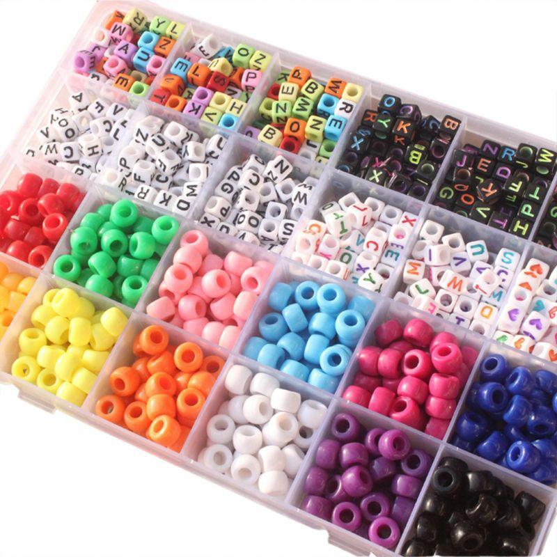 960Pcs 20 Grid Alphabet Letter Pony Beads Cube for DIY Jewelry Making ...