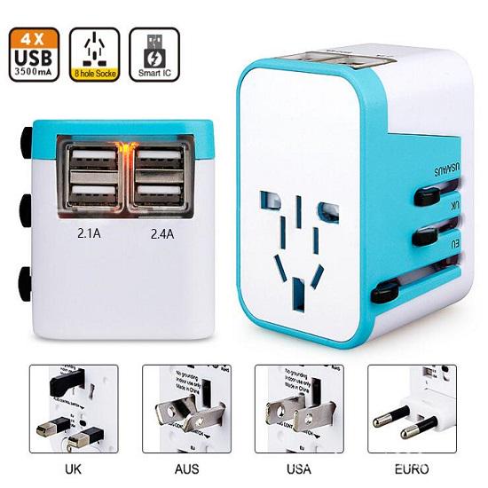Buy World Travel Universal Adapter 4 USB Port All In One USB Charging ...