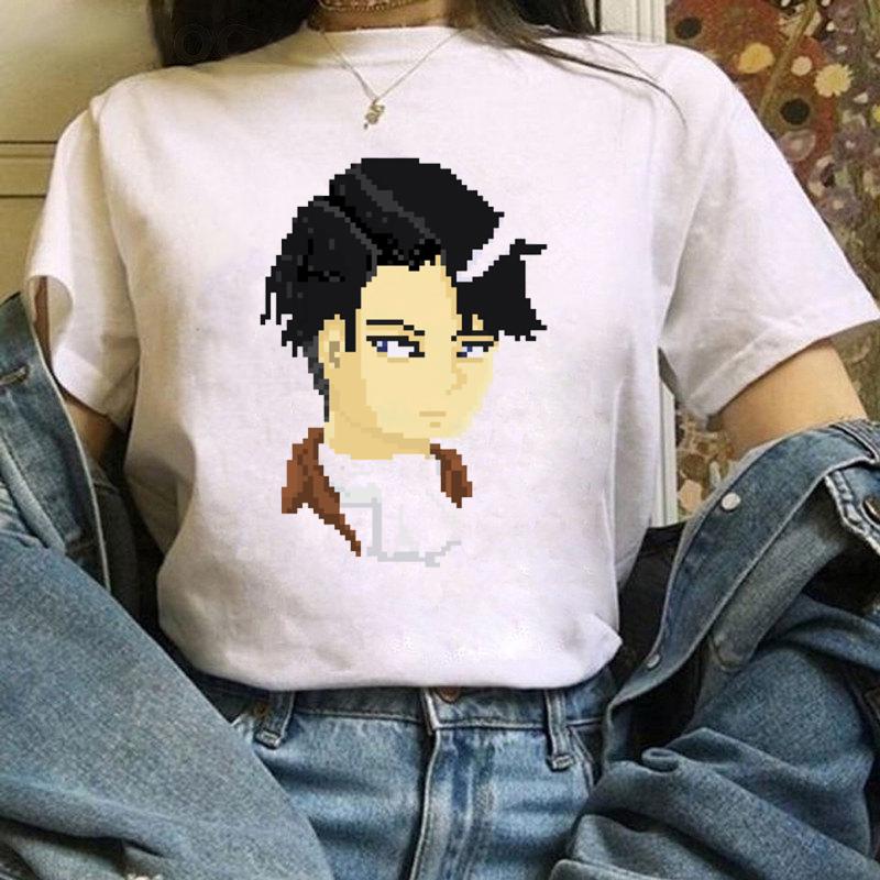 Buy Eren Yeager Attack On Titan Pixel Art Cartoon Print Tshirt ...