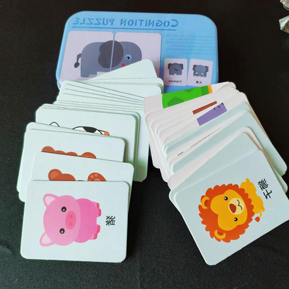 Buy Baby Kids Cognition Puzzle Toys Toddler Iron Box Cards Matching ...
