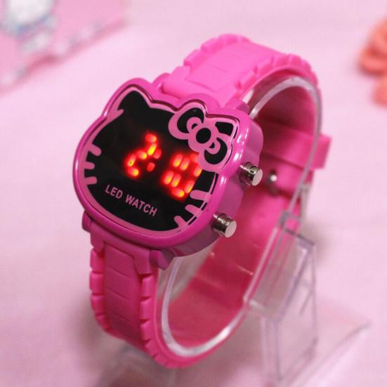 Buy Electric Band Silicone LED Cute Hello Kitty Digital Watch Wrist ...