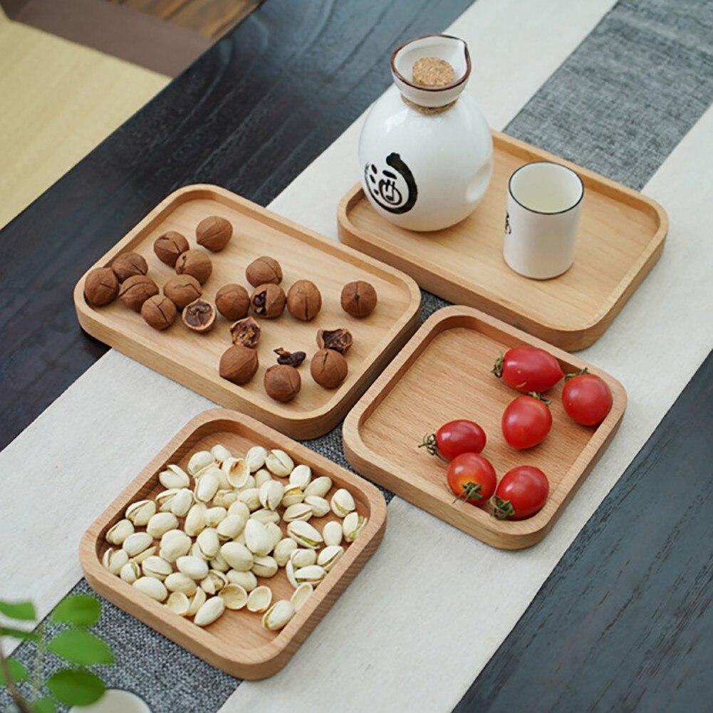 Wood Food Serving Plate Kitchen Tea Cup Saucer Trays Fruit Plate ...