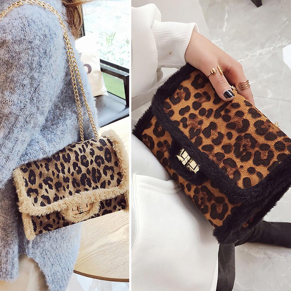 Buy Women Leopard Small Bag Wild Fur Bag Shoulder Messenger Bags at ...