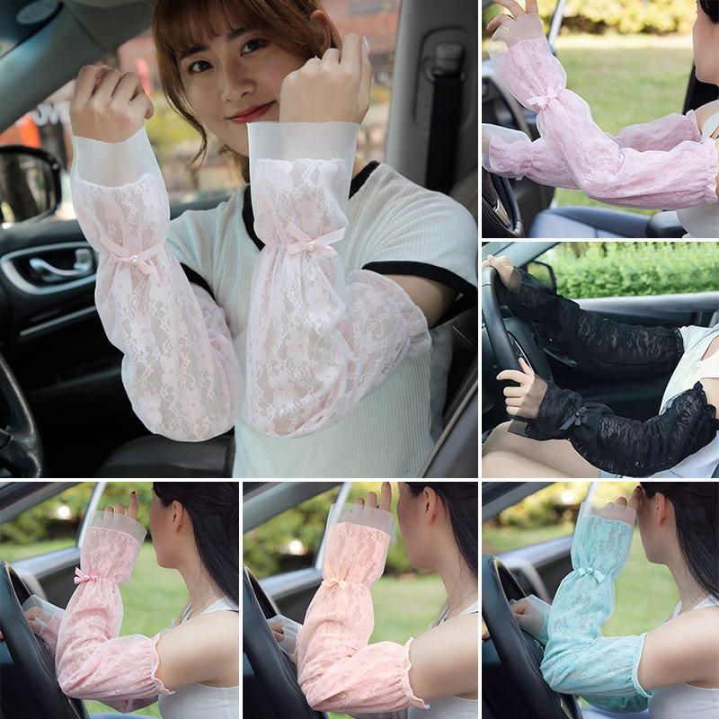 Buy 1Pair Arm Cover Fingerless Arm Sleeves Long Mittens Sun Protection ...
