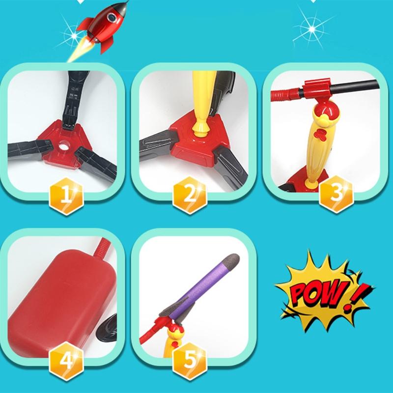 Rocket Launcher Toy Colorful Foam Rockets with Foot Launch Pad Stand ...