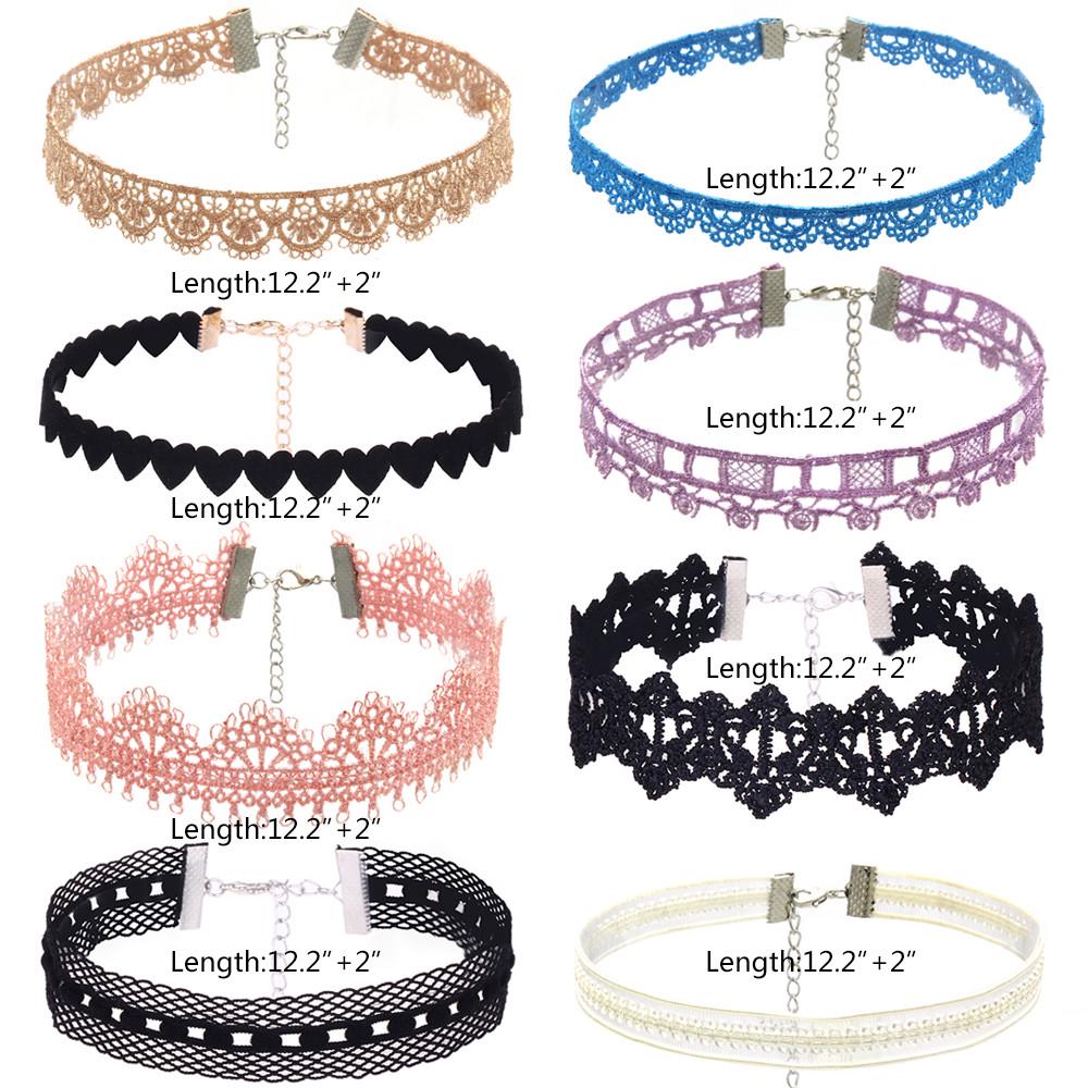 Buy 8 Pieces Colorful Choker Necklace Set Stretch Velvet Classic Gothic ...