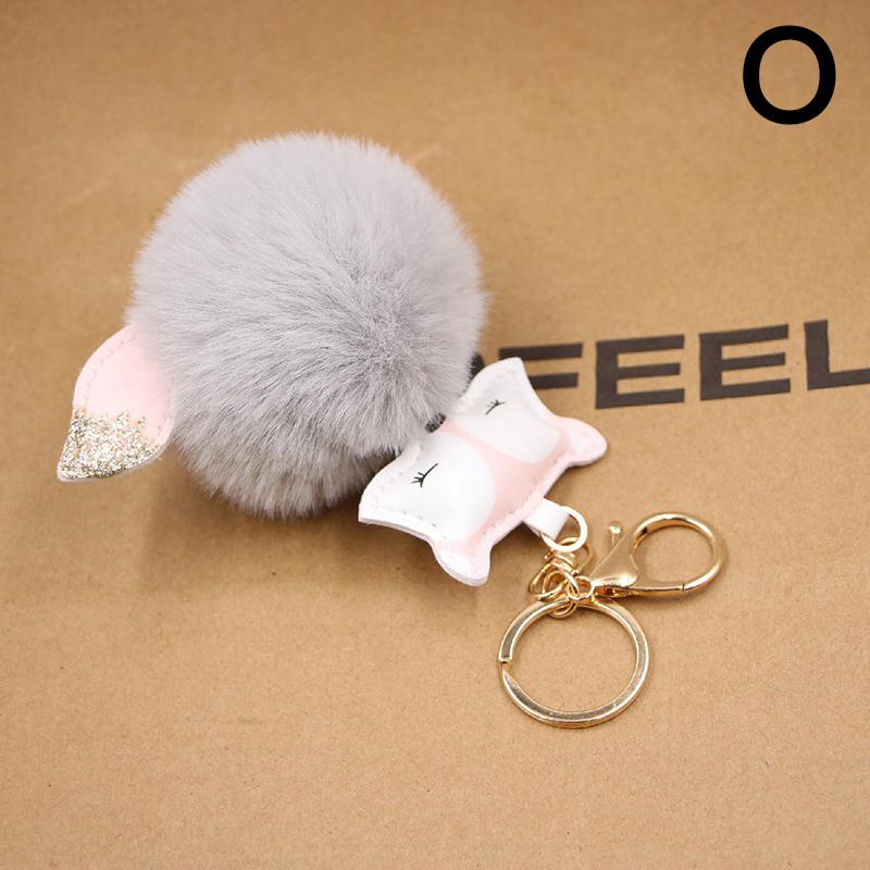 Buy 1PC Fluffy Pendant Bag Car Pendant Fox Keychain PomPom Key Rings ...