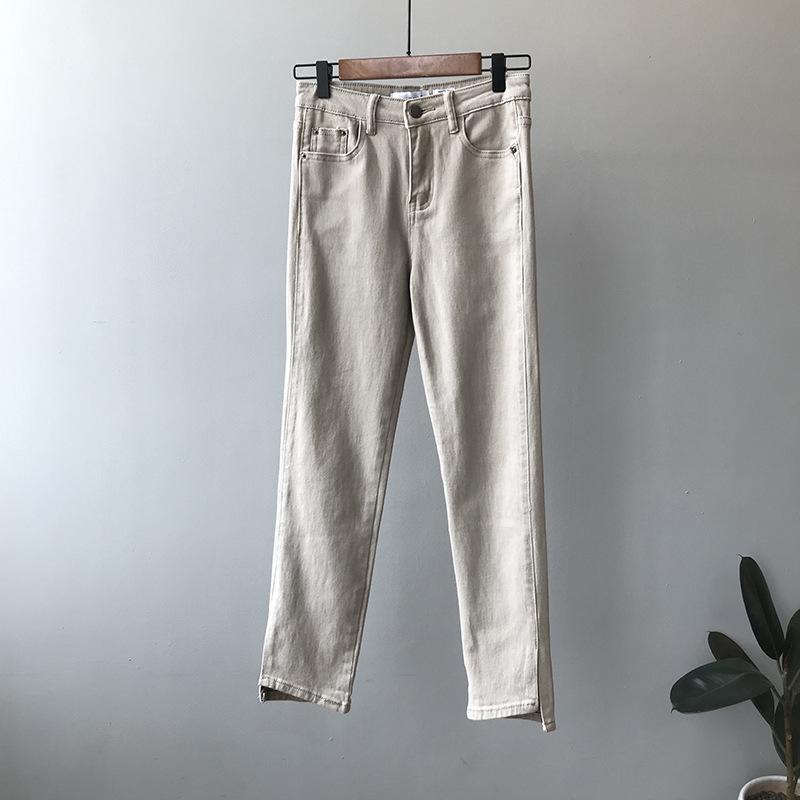 Women Fashion Elastic Skinny Jeans High Waist Slim Fit Nine-point Jeans ...